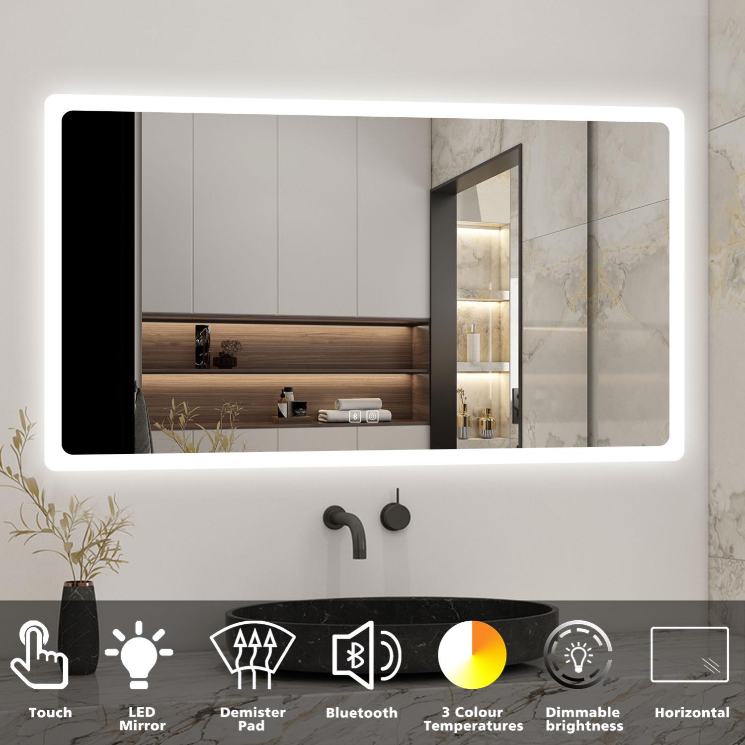 SPECCHIO DA BAGNO LED RETTANGOLARE DA PARETE AICA 100×60 cm ...