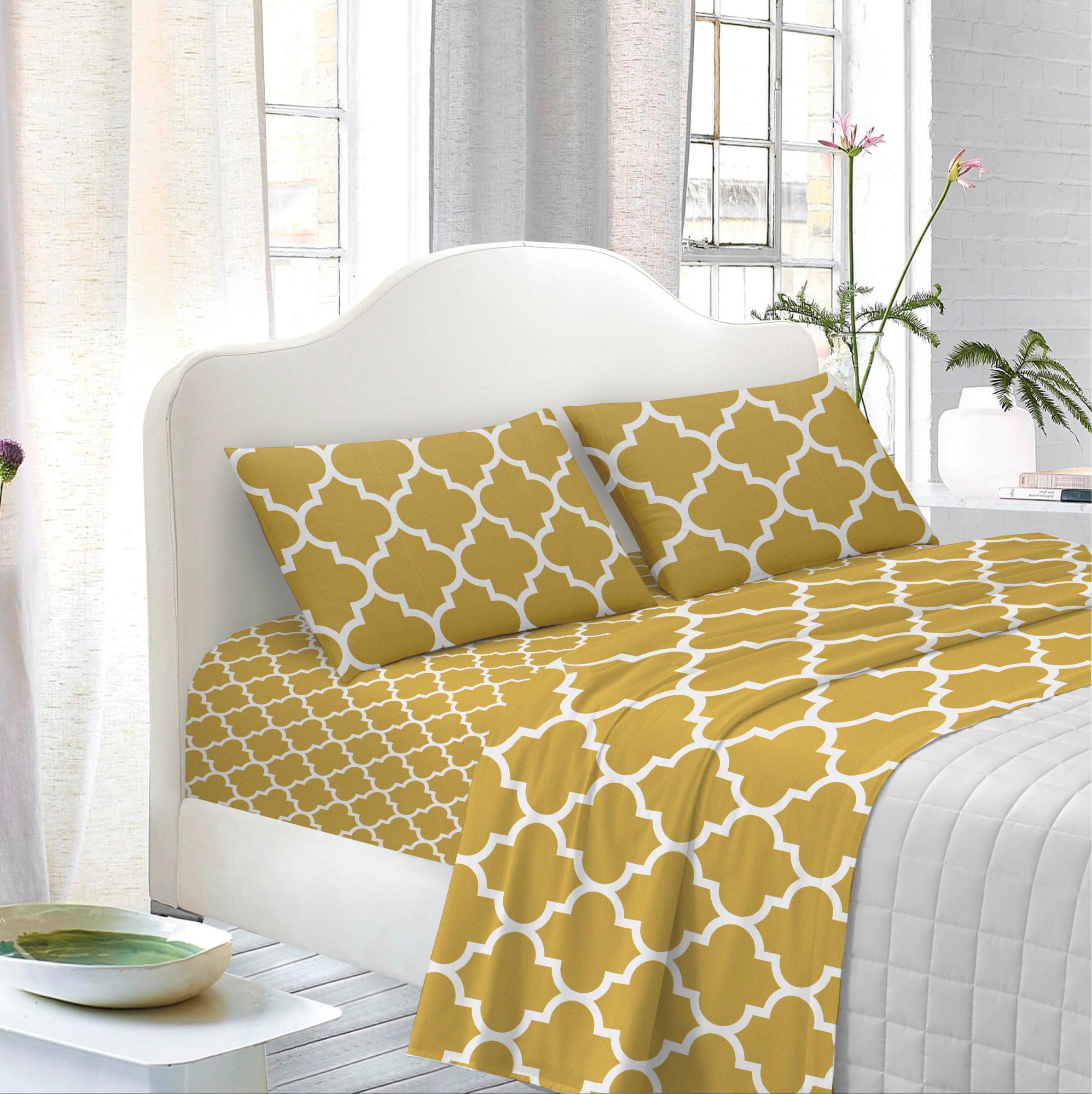 TESS - HOME COLLECTION Completo letto matrimoniale ocra stampato Geo ...