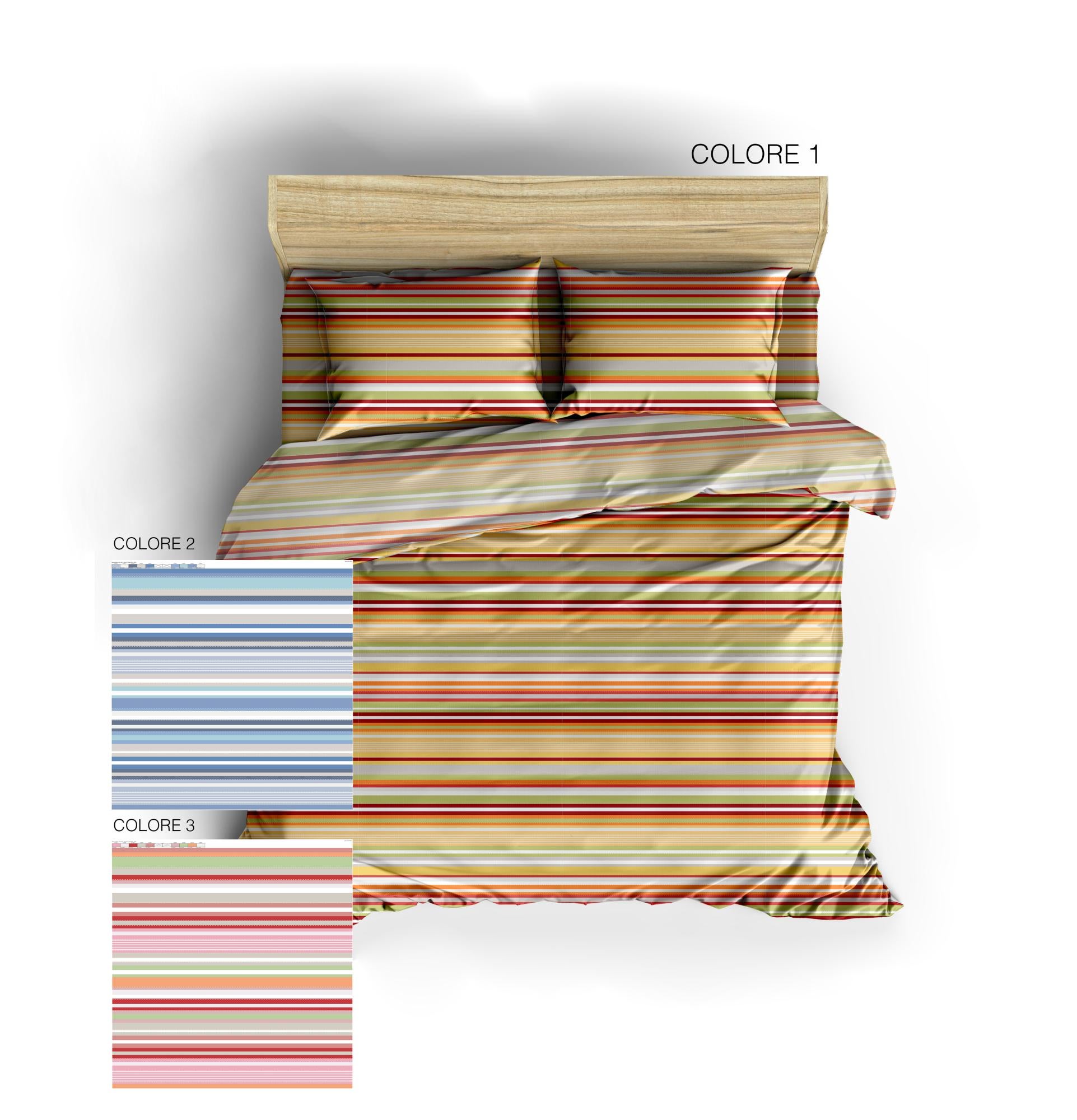 TESS - HOME COLLECTION Completo letto matrimoniale Righe 100% cotone ...