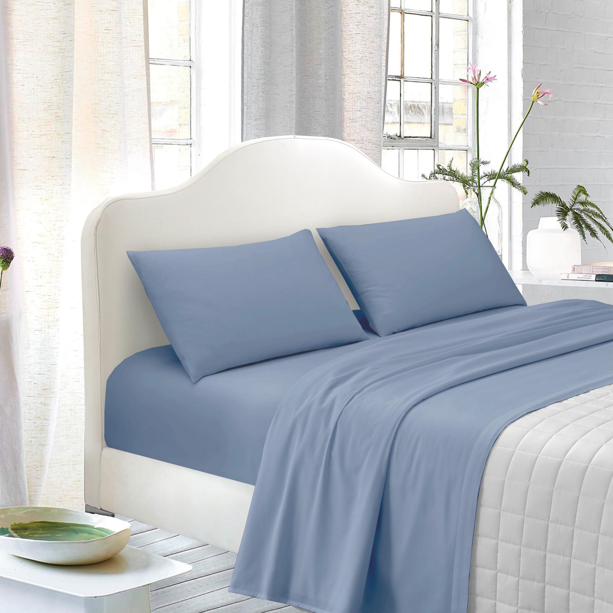 TESS - HOME COLLECTION Completo letto matrimoniale azzurro cotone 100% ...