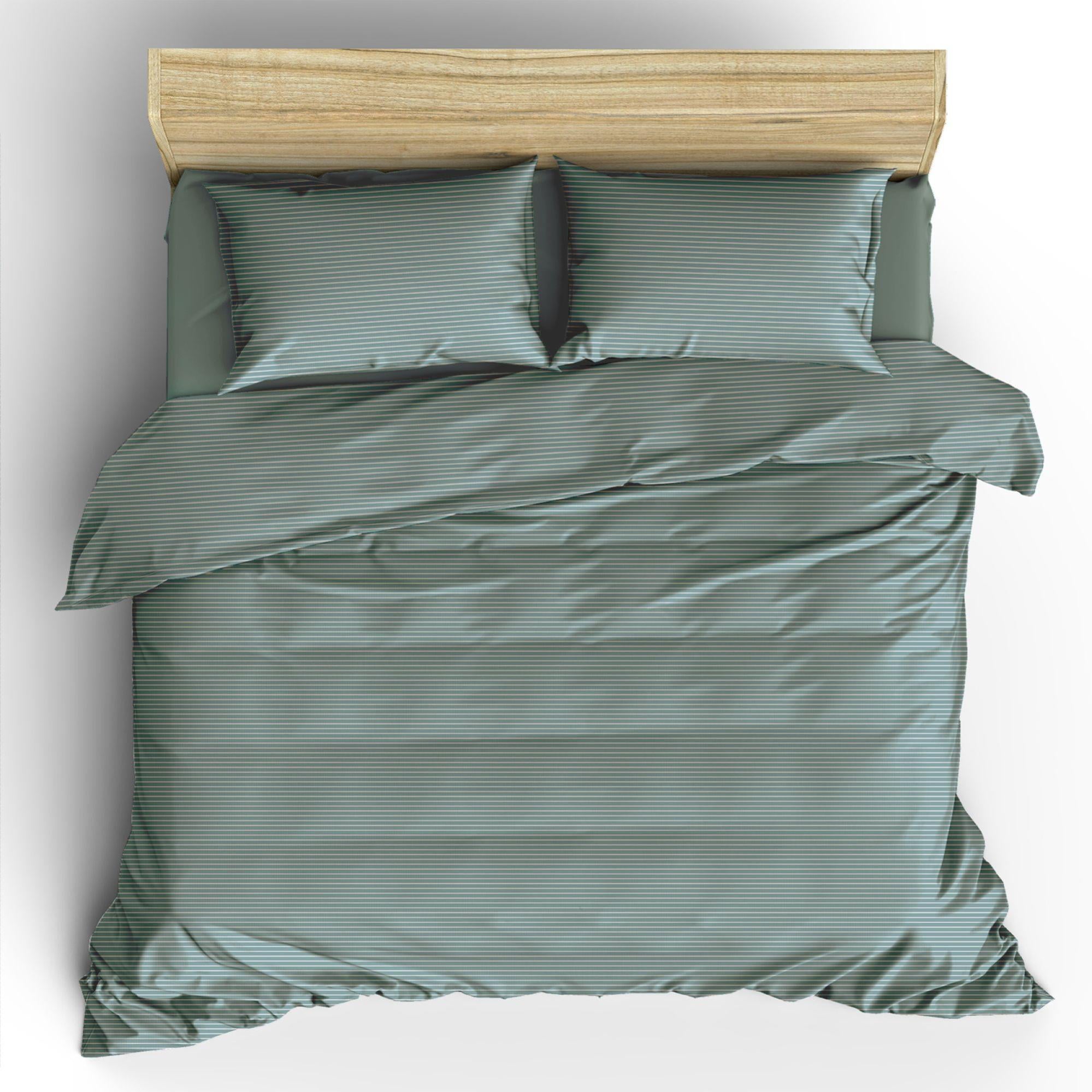 TESS - HOME COLLECTION Completo letto matrimoniale verde cotone 100% ...