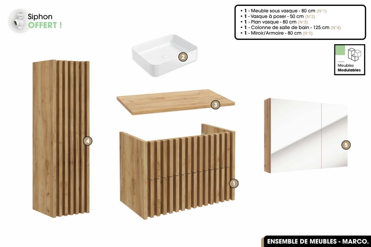 Set bagno completo - Mobile - Colonna - Specchio - Lavabo da appoggio ...