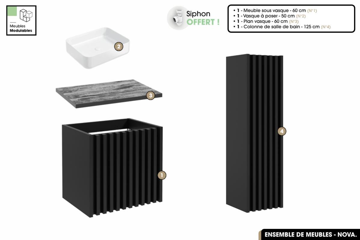 Set bagno completo - Mobile - Colonna - Lavabo da appoggio con Sifone ...