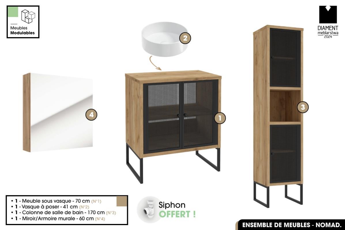 Set bagno completo - Mobile - Colonne - Specchio - Vasque con Sifone ...