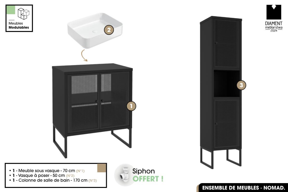 Set bagno completo - Mobile - Colonne - Vasque con Sifone FREE | NOMAD ...