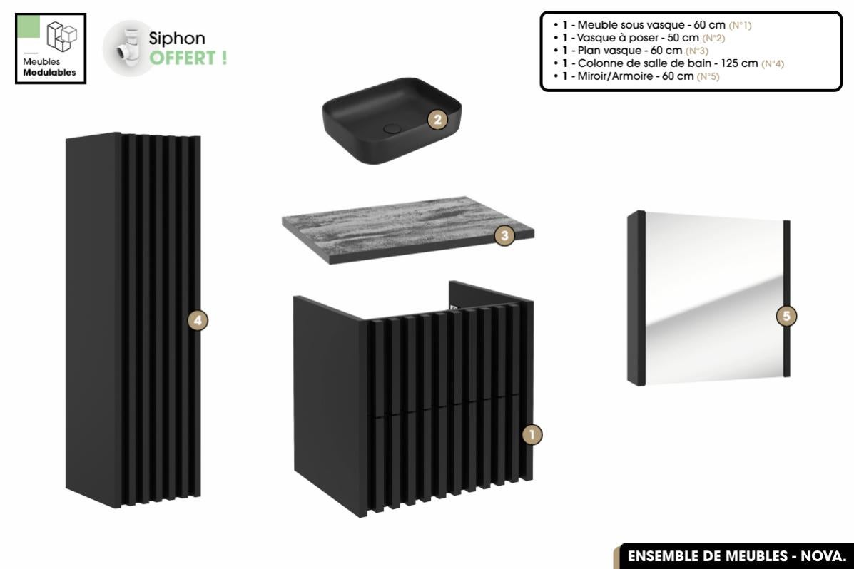 Set bagno completo - Mobile - Colonna - Specchio - Lavabo da appoggio ...
