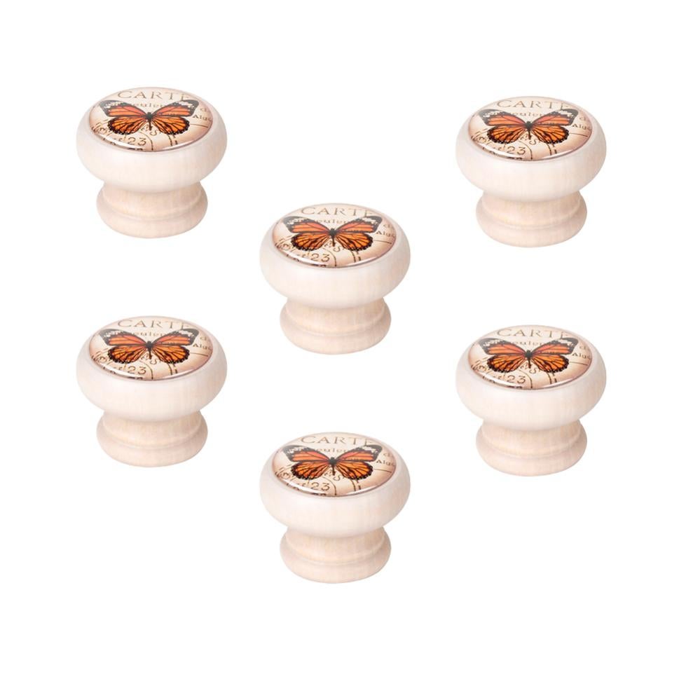 6 Un. POMOLI Maniglie Mobile Vintage Retro legno bianco decapé MOTO ...