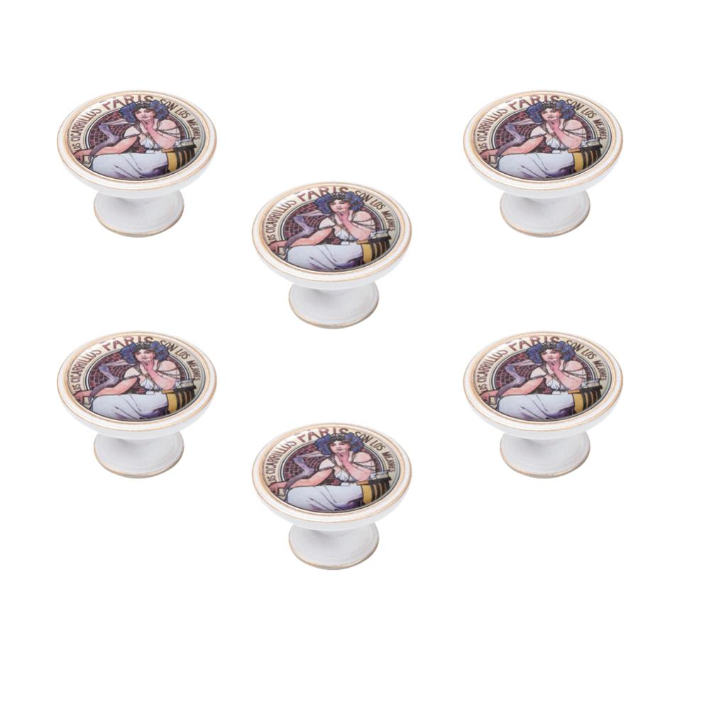 6 Un. POMOLI Maniglie Mobile Vintage Retro legno colorante noce CAFÉ ...