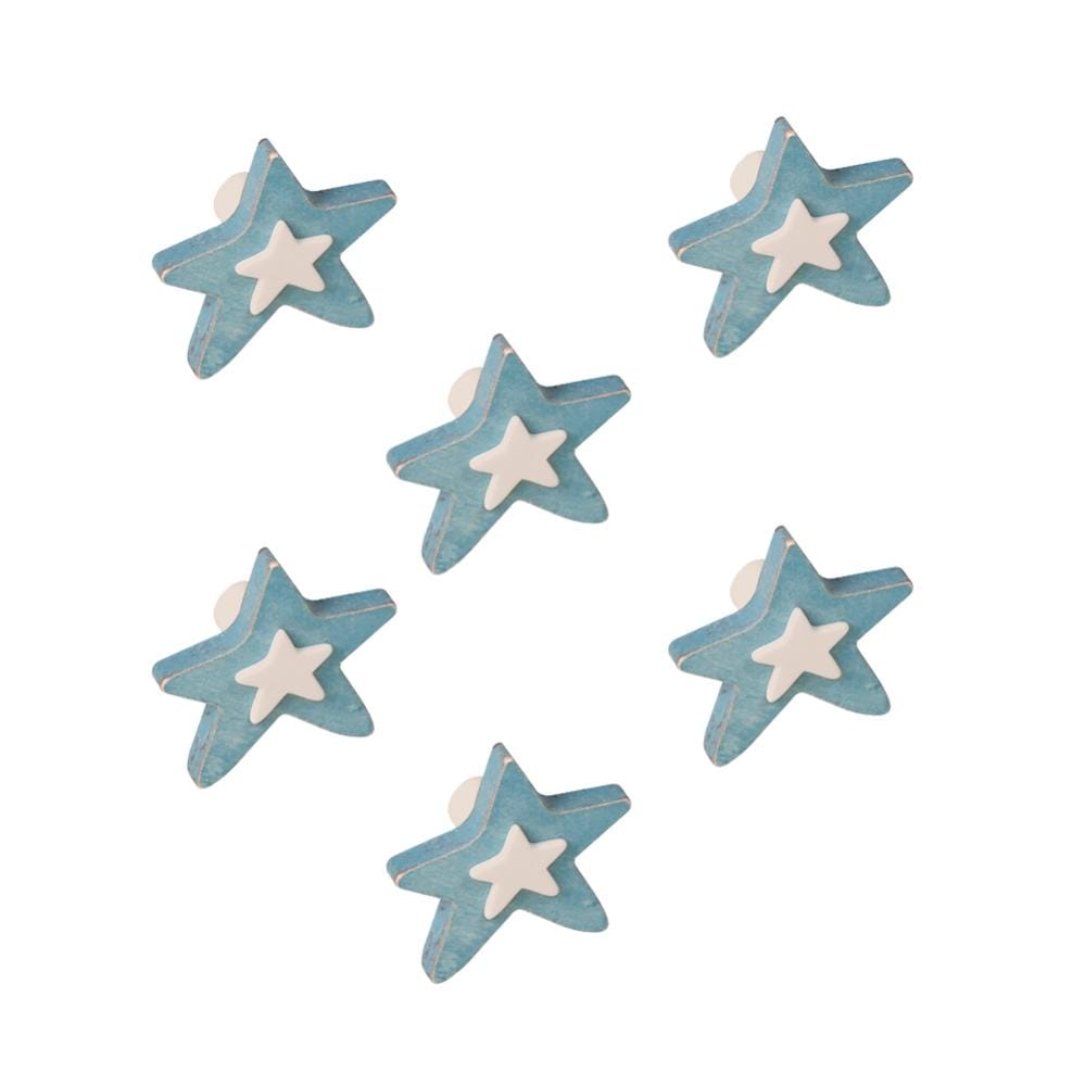 6 Un. bouton poignées de meuble pour bébé étoile bois bleu SHABBY CHIC ... 6 Un. bouton poignées de meuble pour bébé étoile bois bleu SHABBY CHIC ...