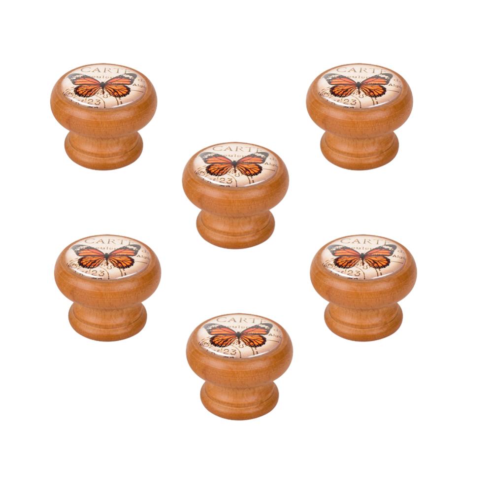 6 Un. POMELLI Maniglie Mobile Vintage Retro legno colorante MIELEe MOTO ...