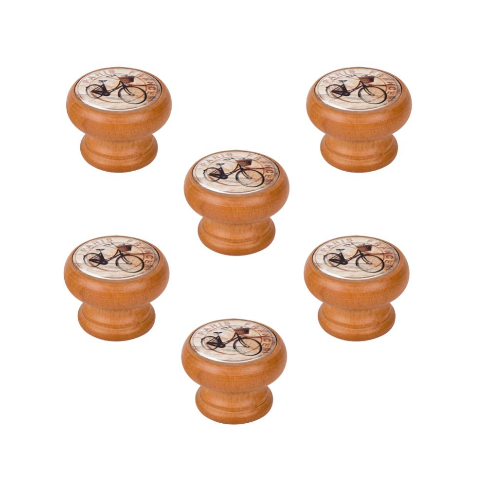 6 Un. POMOLI Maniglie Mobile Vintage Retro legno colorante MIELEe TORRE ...