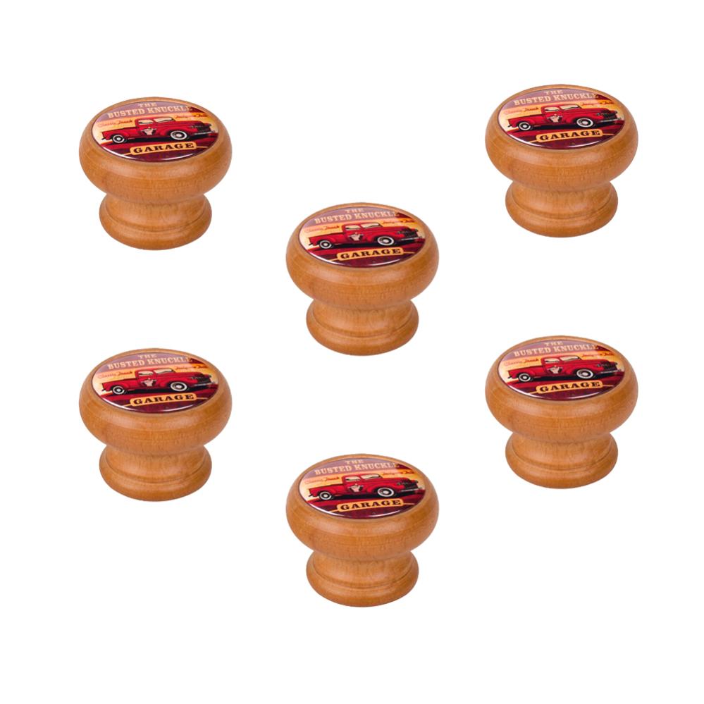 6 Un. POMOLI Maniglie Mobile Vintage Retro legno colorante MIELEe ...