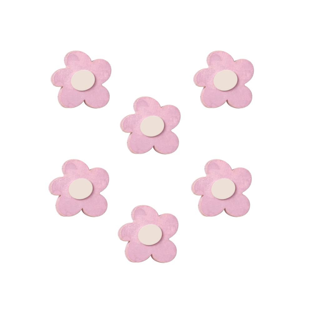 6 Un. POMOLI Maniglie Mobile BEBÉ bambino flore legno rosa SHABBY CHIC ...