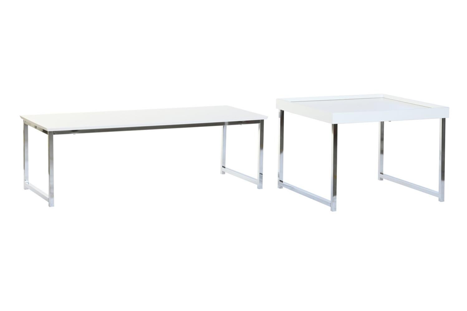 Table Centrale Set 2 Acier Mdf 110x48x45 Blanc | Leroy Merlin