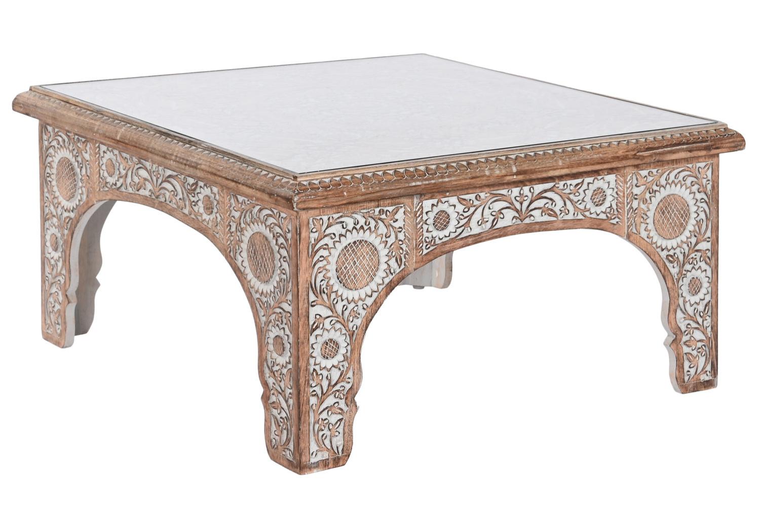 Table Centrale Cristal Mango 81x81x45 Naturel | Leroy Merlin