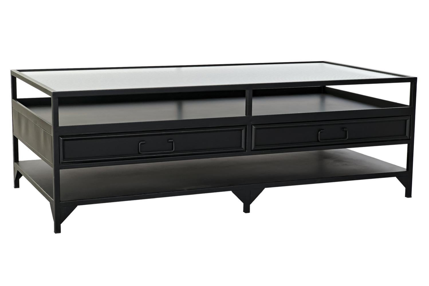 Table Centrale Métal Verre 120x60x40 Noir | Leroy Merlin