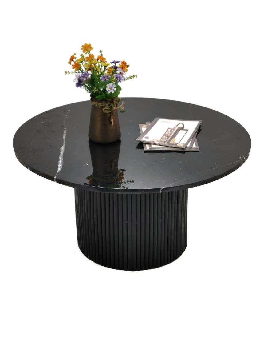 Table centrale en bois et marbre 80x80x42 noir | Leroy Merlin