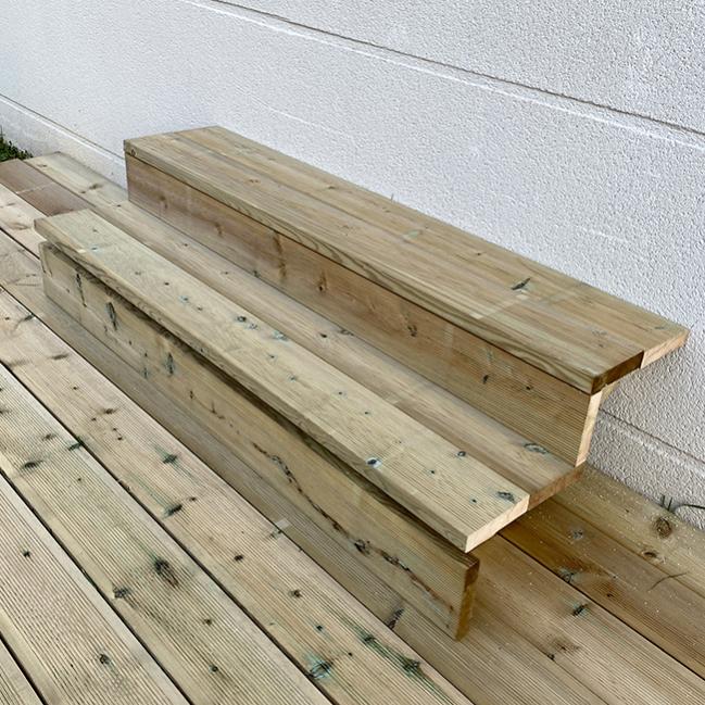 Escalera Exterior Madera A37cm 2 peldaños P29cm T140cm +Contrahuella ...