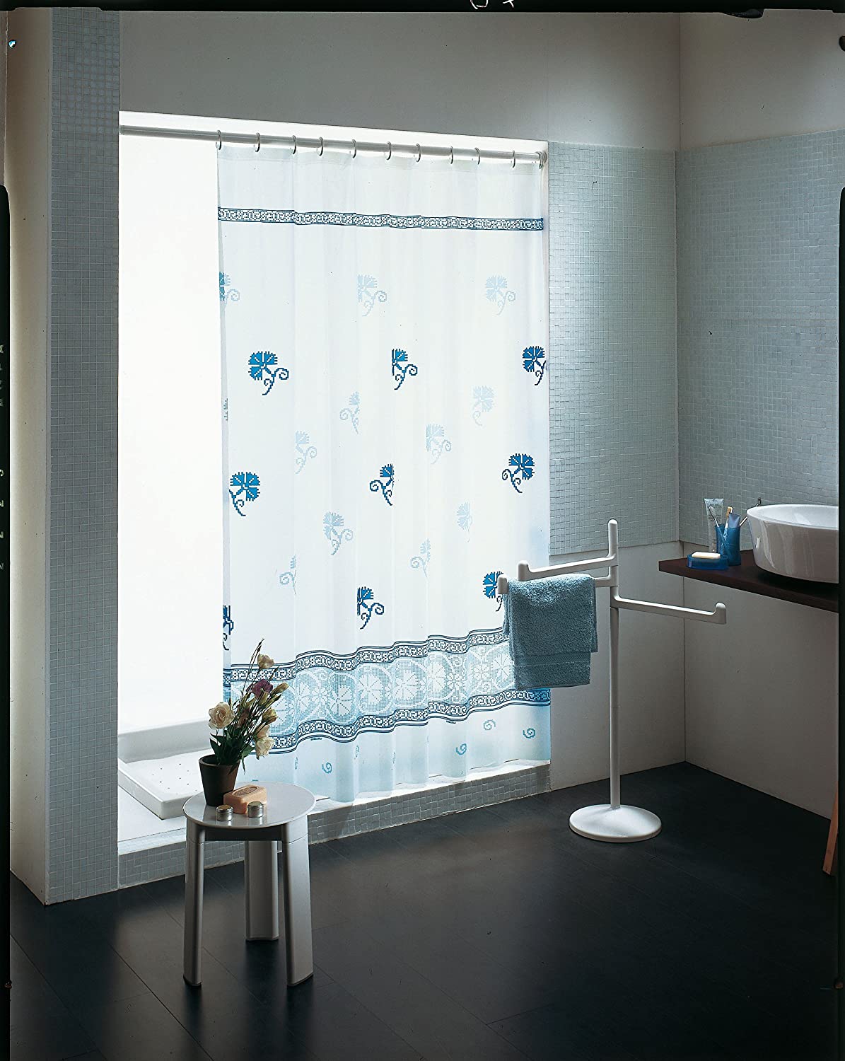 GEDY 7118041330 MERLETTI Cortina de Baño PVC Celeste | Leroy Merlin