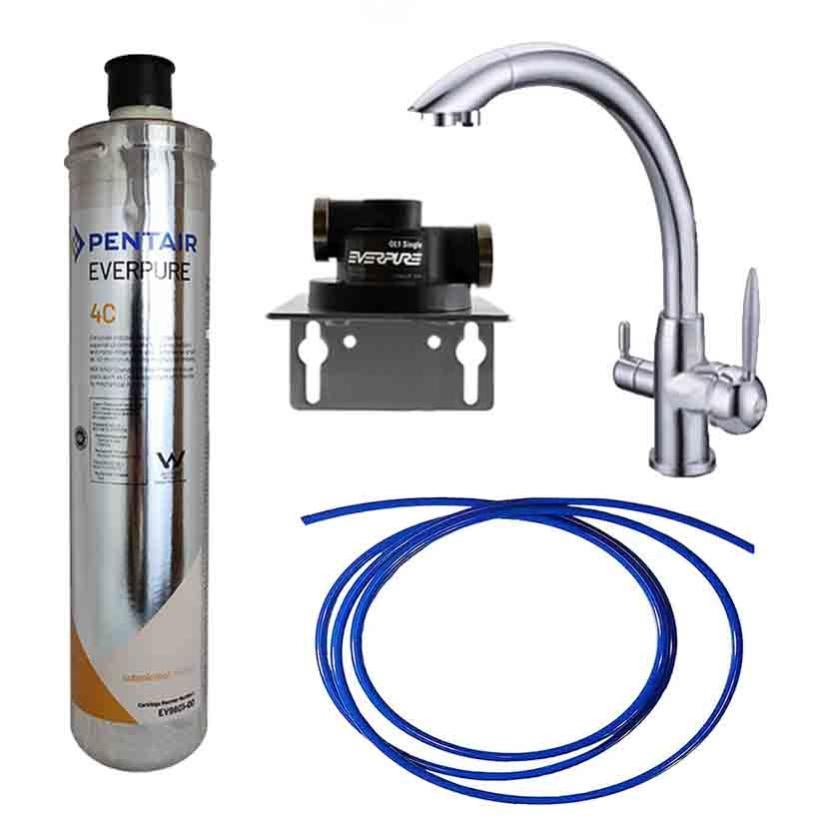 Sistema de filtración Everpure completo con filtro 4C y grifo cromado ...