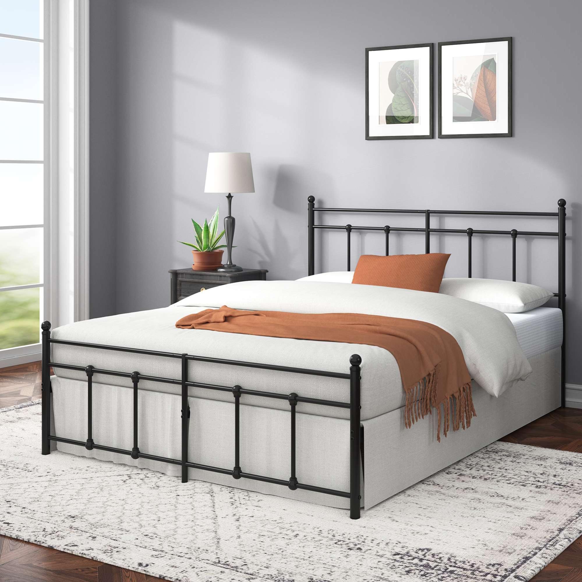 Lit 140x190 cm en métal - Lit double - Noir - Zinus Nicholas | Leroy Merlin