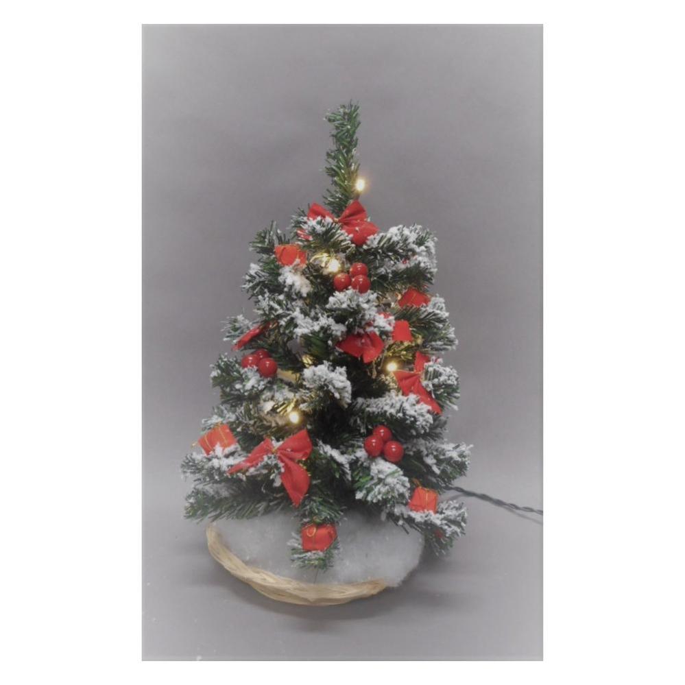 Tabor | Albero di Natale in PVC Altezza 40 cm con Luci e Addobbi Rossi ...