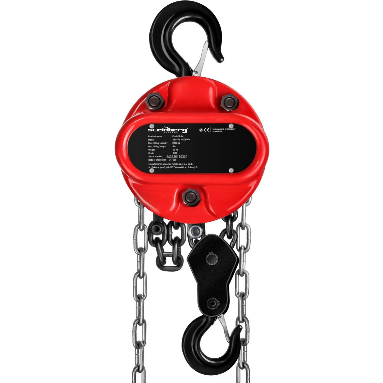 Paranco Manuale A Catena Acciaio 3 Tonnellate Catena G80 Da 3 M Con ...