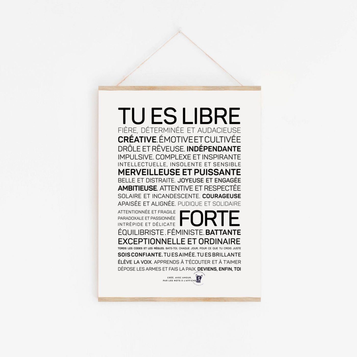 Affiche imprimée A1 "Tu es libre et forte" (Poster) 59.4 x 84.1 cm ...