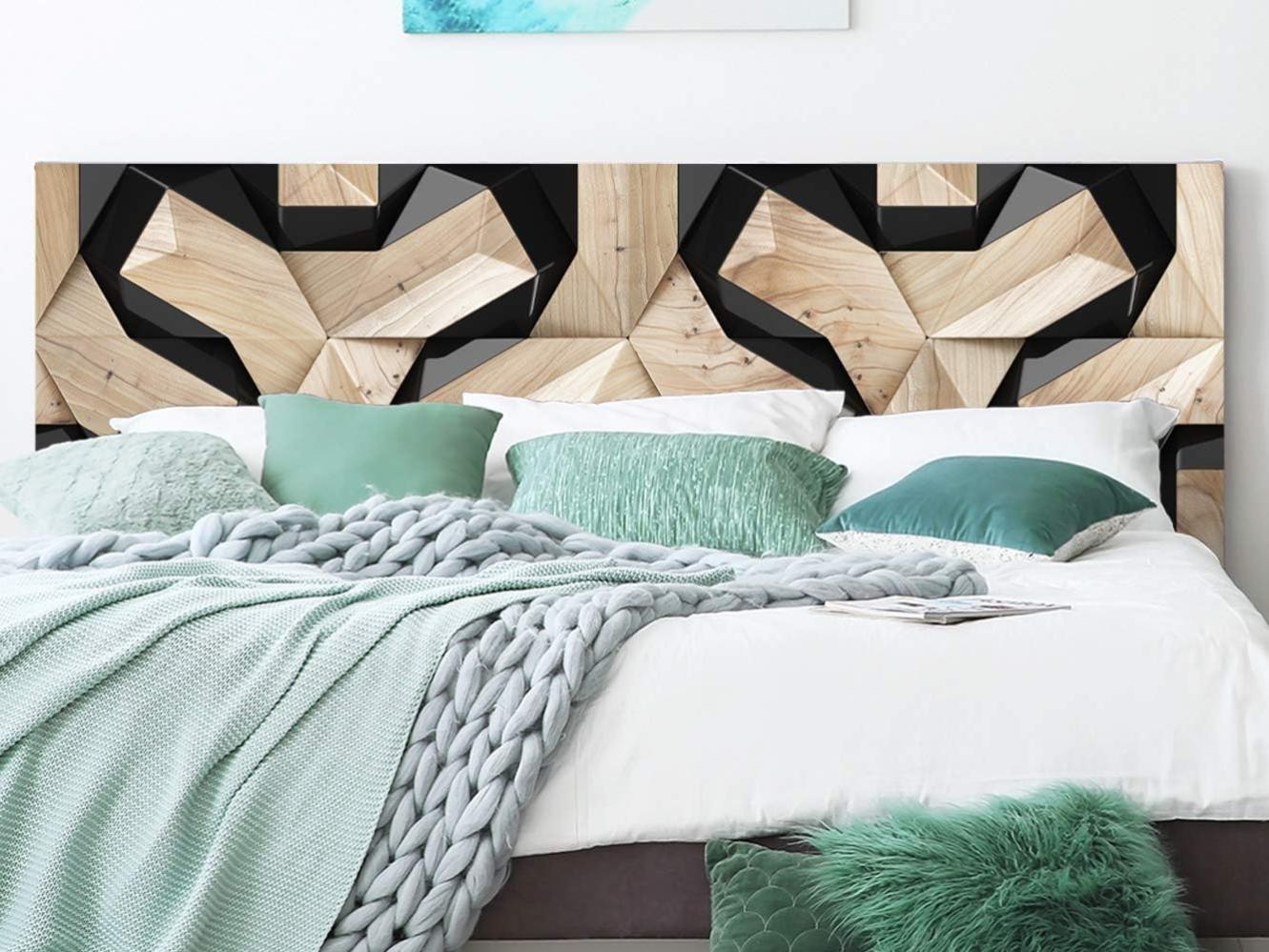 Oedim Cabecero Cama PVC Impresión Digital sin Relieve Madera Geométrica ...