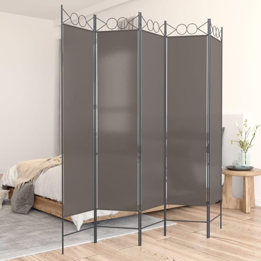 The Living Store - Cloison de séparation 5 panneaux Anthracite 200x220 ...