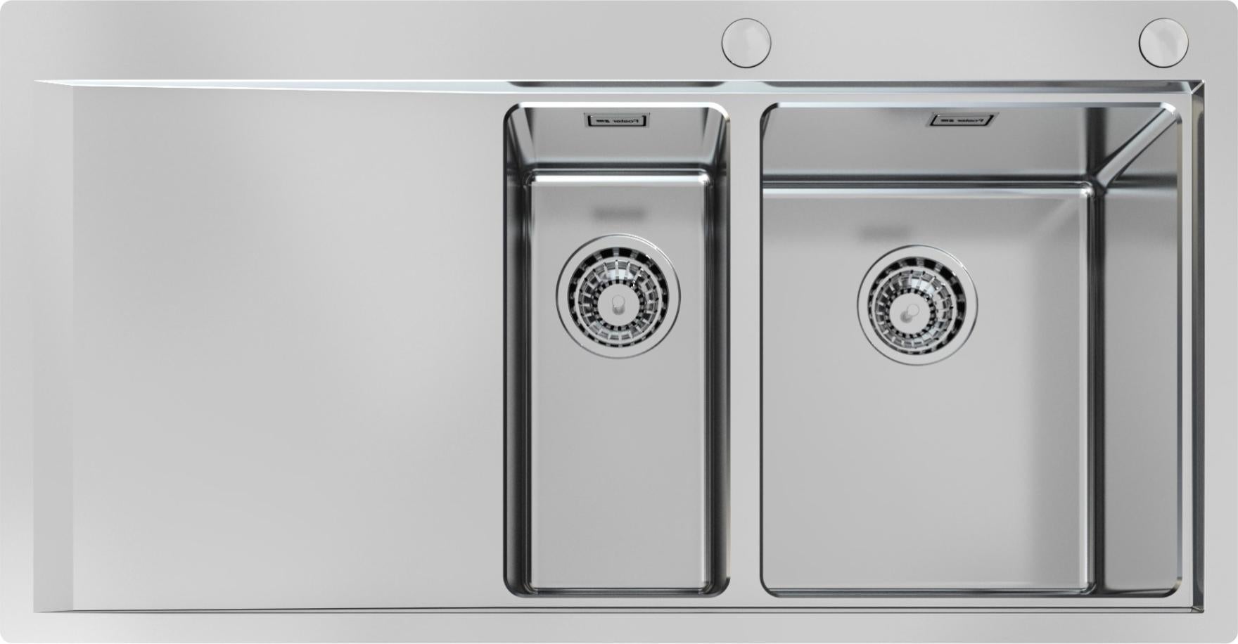 FOSTER Lavello Cucina 2 Vasche Filotop Gocciolatoio Sx 100 cm Acciaio ...