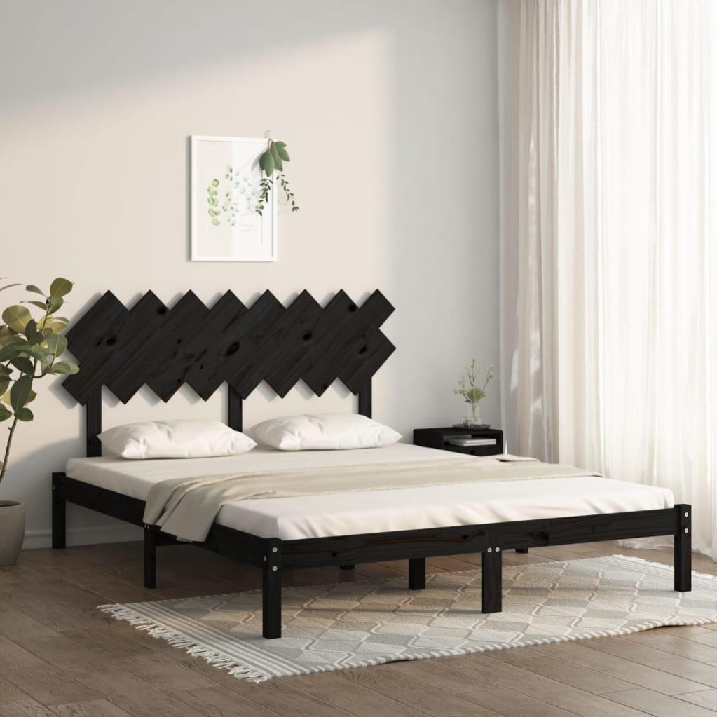 Estructura de cama negra 160x200 cm Madera maciza | Leroy Merlin