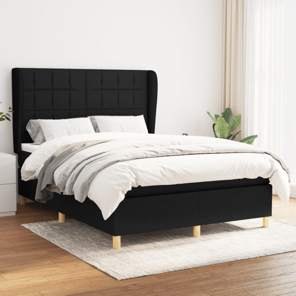 Lit à sommier tapissier avec matelas Noir 140x190 cm Tissu | Leroy Merlin