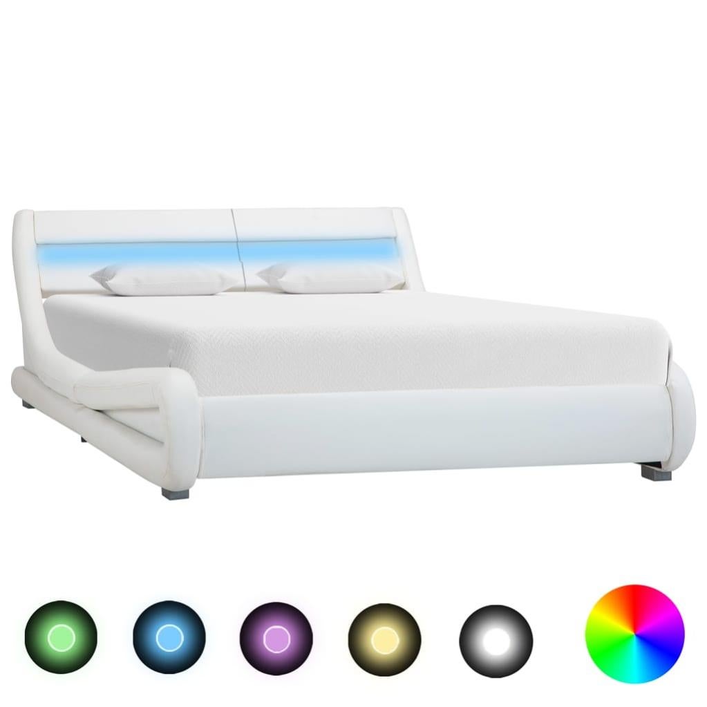 Estructura de cama con LED Blanco Polipiel 140 x 200 cm | Leroy Merlin