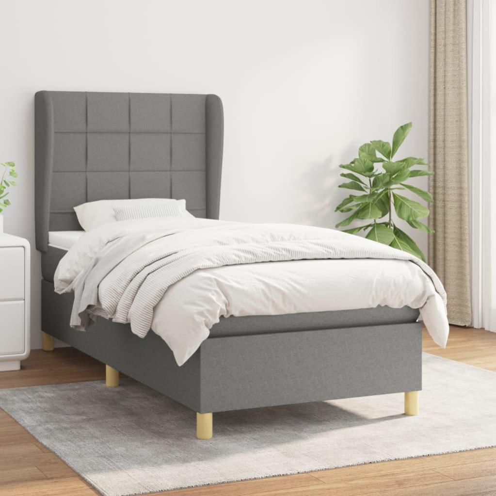 Letto boxspring con materasso Tessuto grigio scuro 80x200 cm | Leroy Merlin