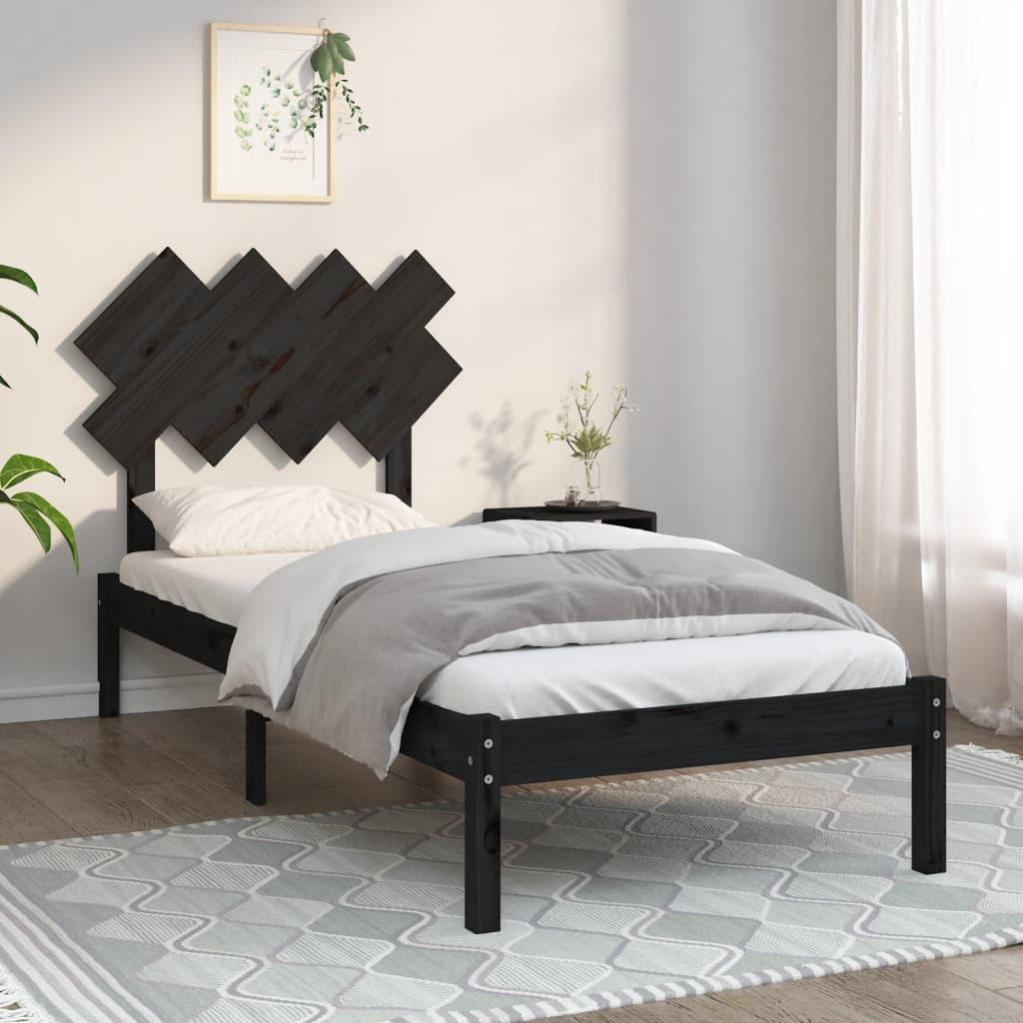 Estructura de cama negra 90x200 cm Madera maciza | Leroy Merlin