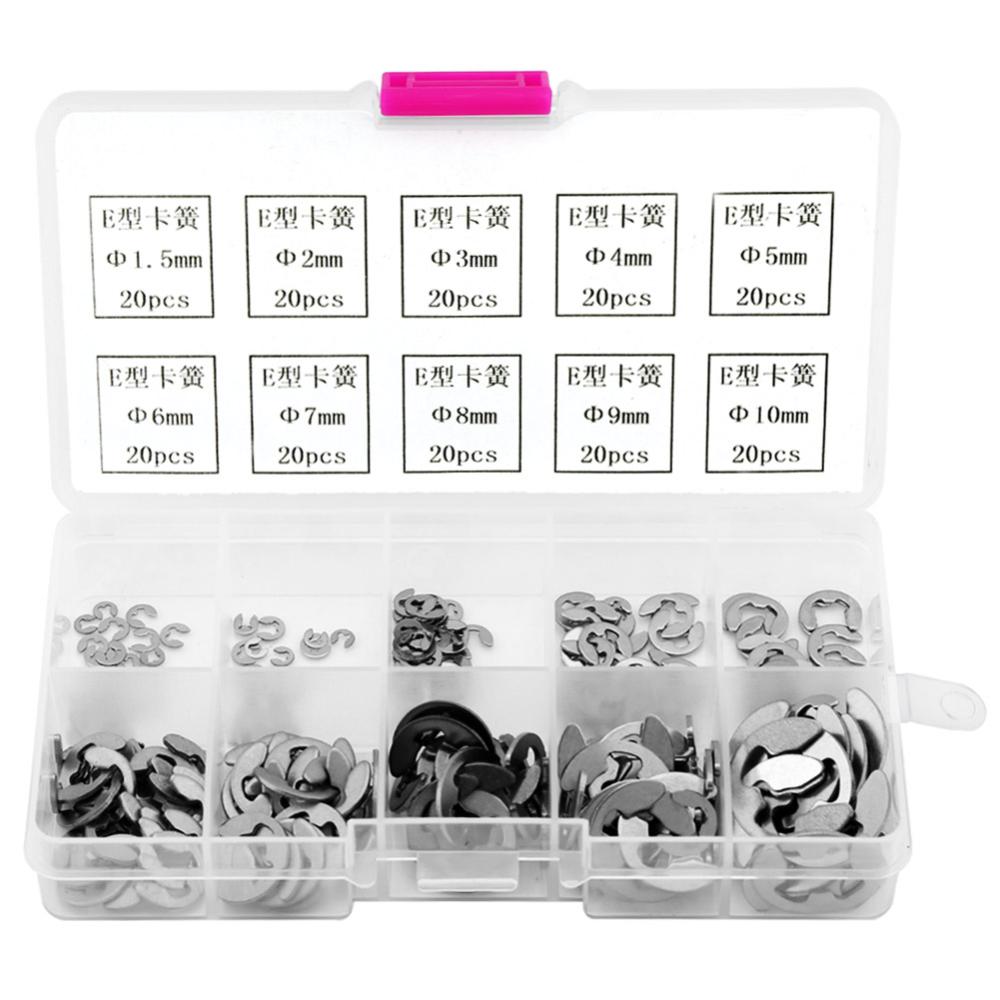 Assortiment de 200 clips de retenue e-clip en acier inoxydable, tailles ...