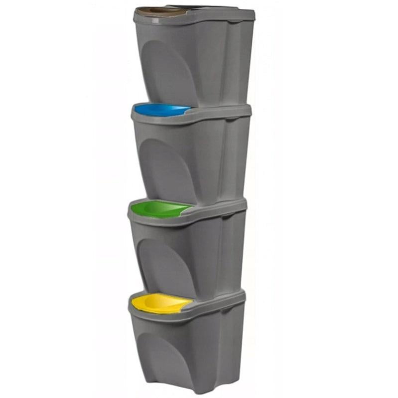 Lot de 4 Poubelle de tri 25L 39x29x33 verticale gris | Leroy Merlin