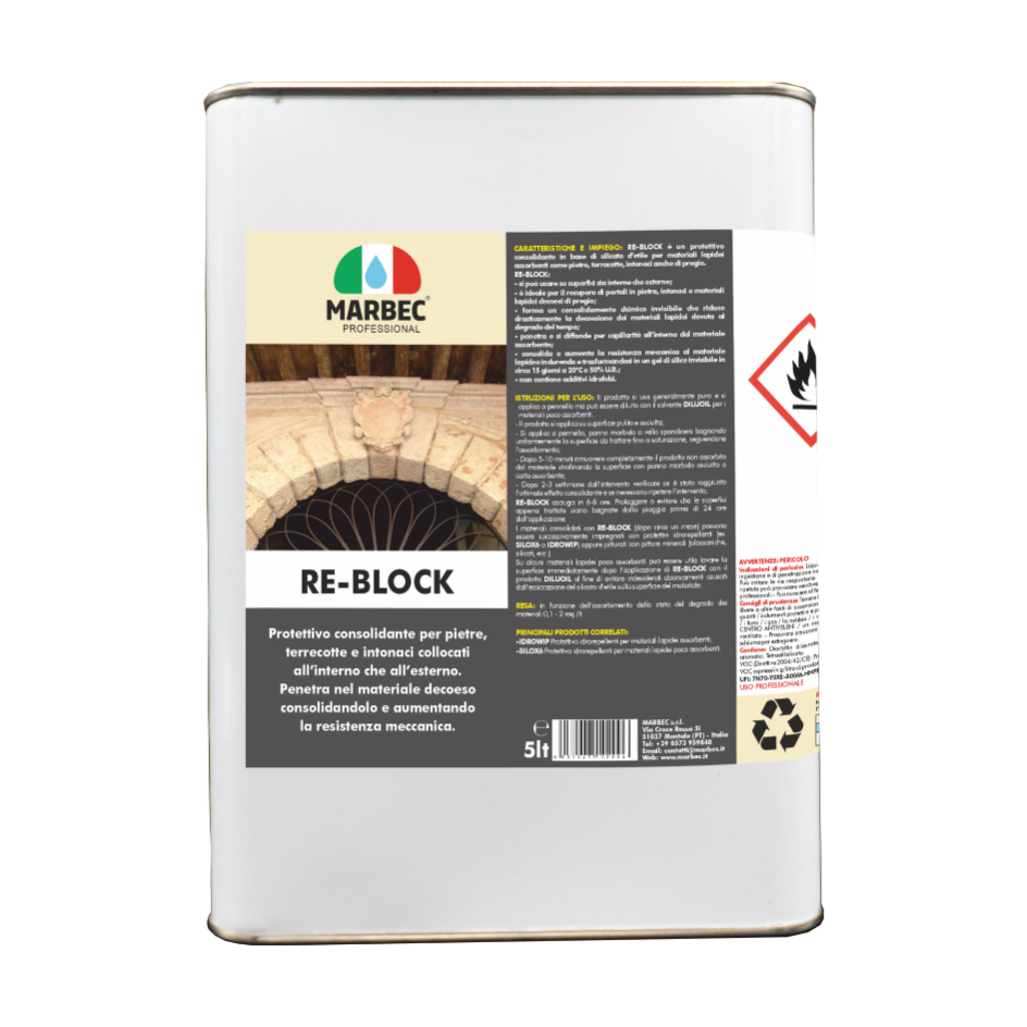 RE-BLOCK - Protettivo consolidante per materiali lapidei - 5LT | Leroy ...