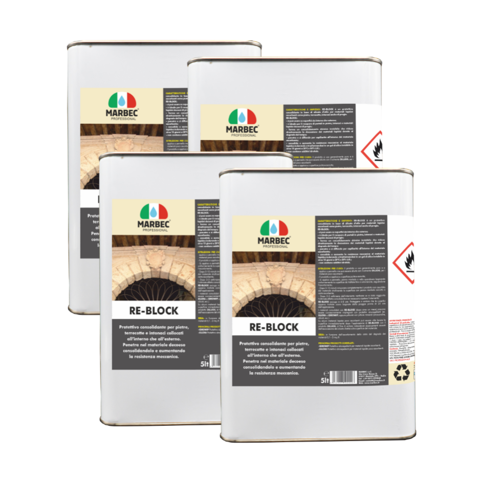 RE-BLOCK - Protettivo consolidante per materiali lapidei - 5LTx4Pz ...