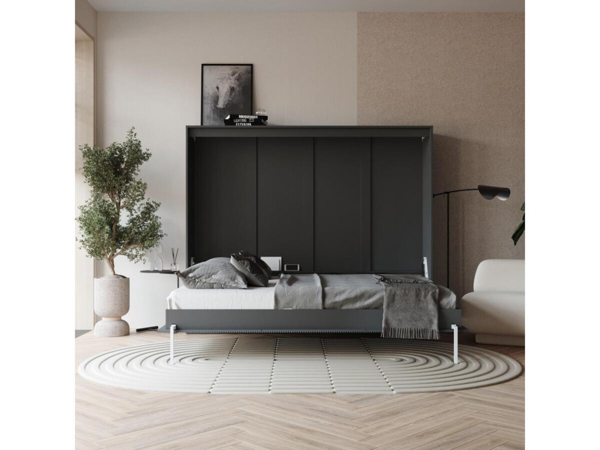 Armoire 160x200cm Horizontal Lit escamotable Matelas inclus LUXUS Lit ...