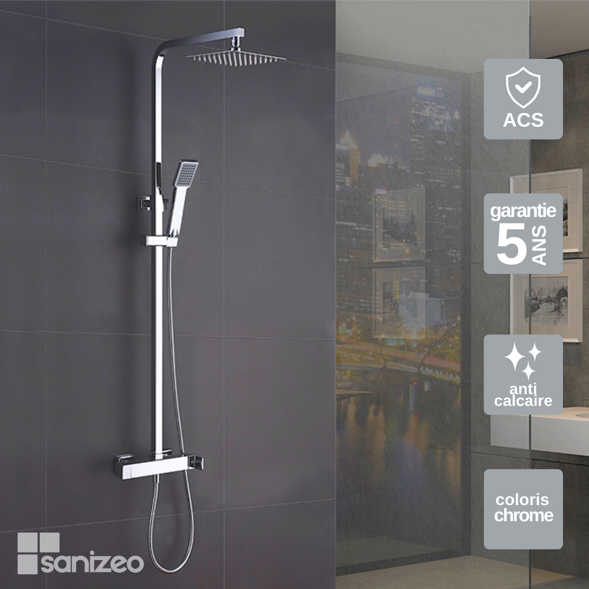Colonne de Douche anti-calcaire Chrome IMEX FIYI BDF016 | Leroy Merlin