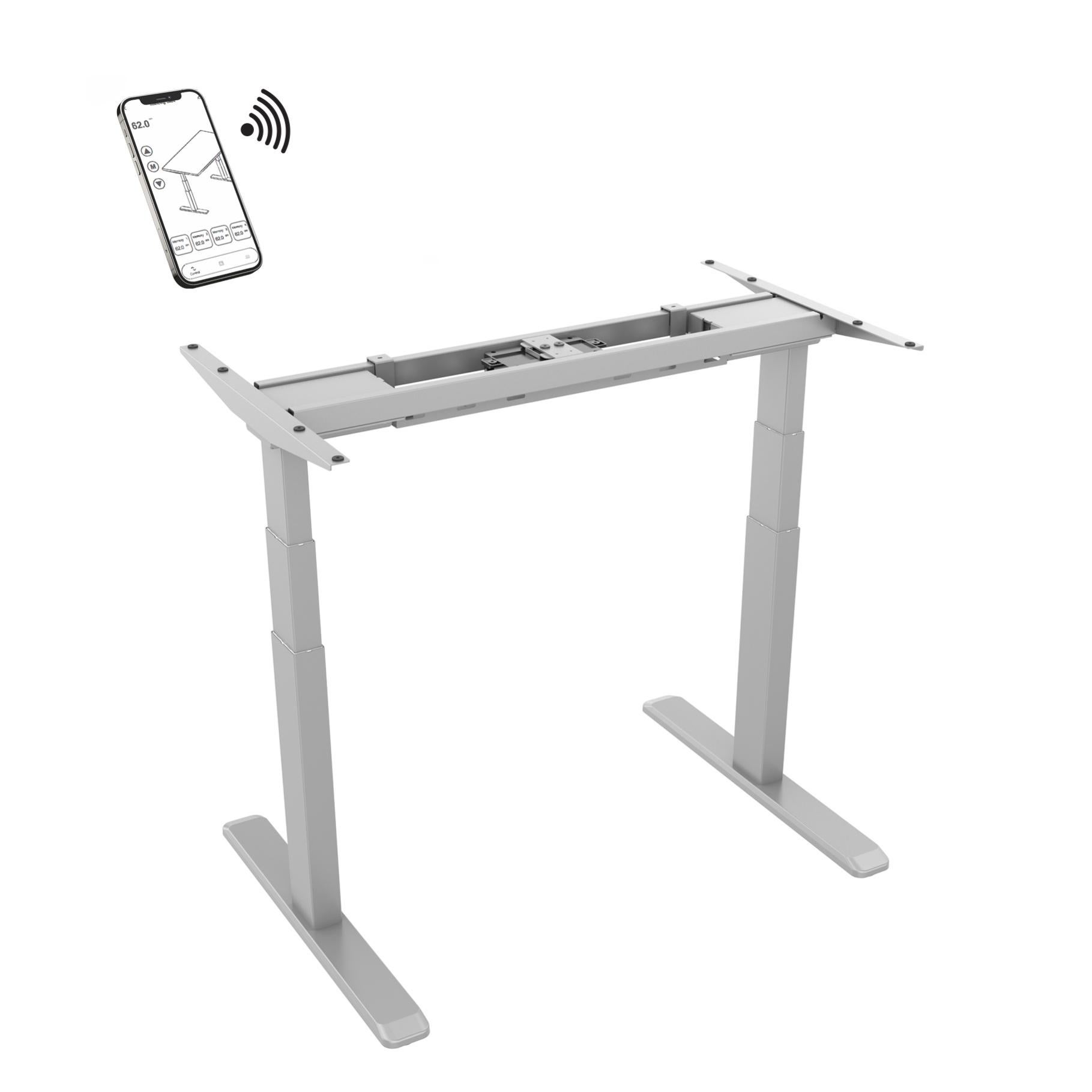 KIMEX - Pied de bureau motorisé assis-debout, Hauteur 62- 128 cm, Gris ...