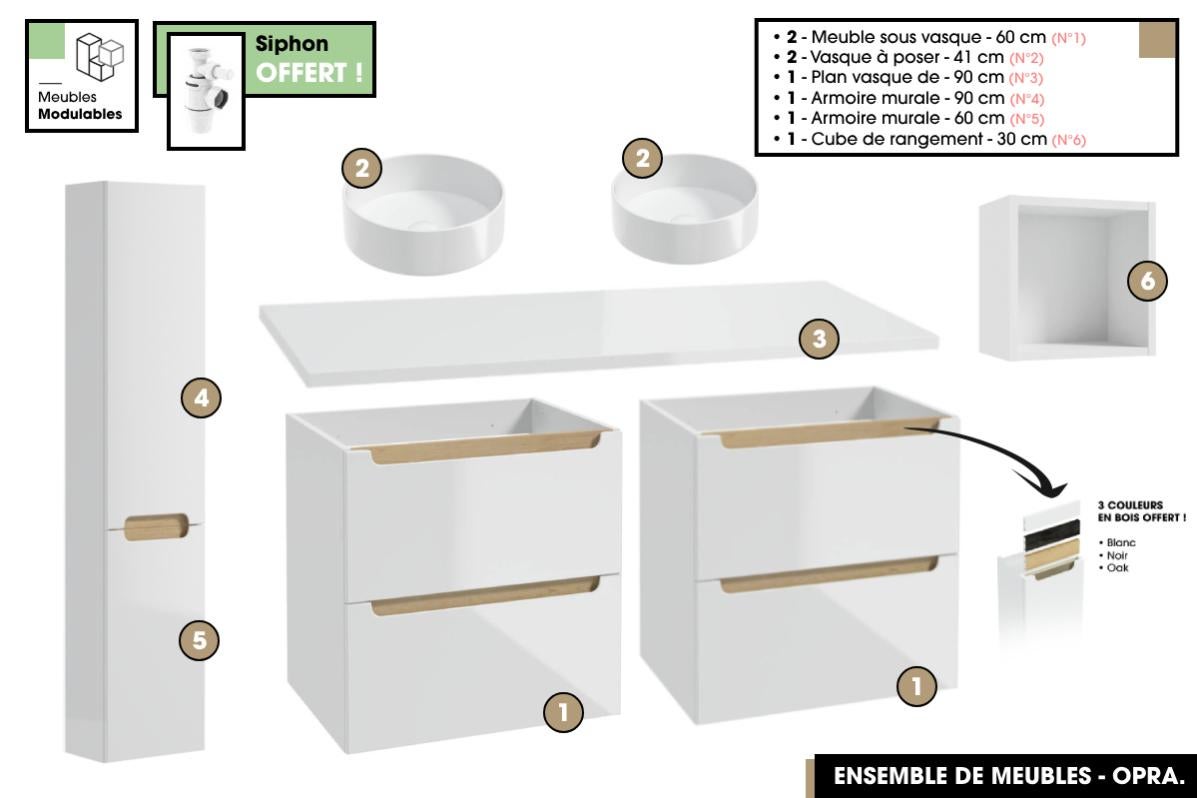Set bagno completo - Mobili - Armadi - Cubo - Lavabo da appoggio con ...