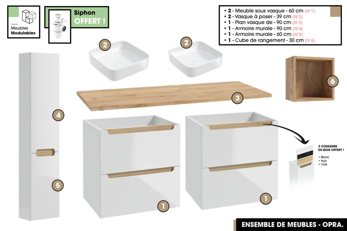 Set bagno completo - Mobili - Armadi - Cubo - Lavabo da appoggio con ...