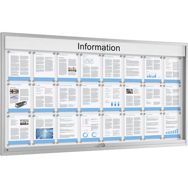 Kaiserkraft | Bacheca con anta scorrevole | per 24 UNI A4 | bianco puro ...