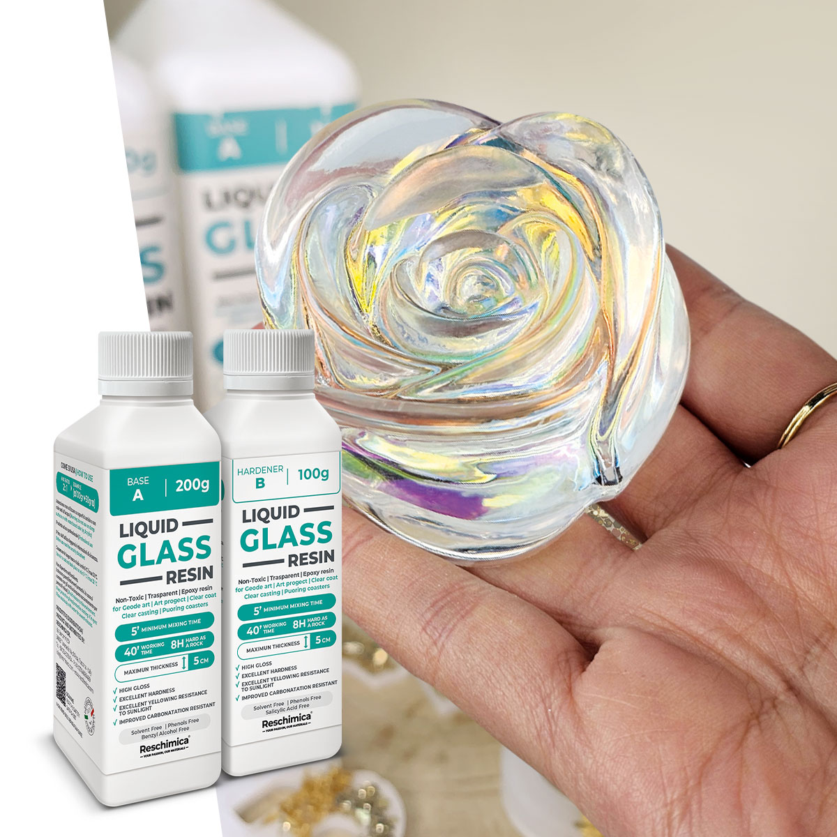 Resina epossidica transparente 2:1, transparente e inodora, resina da ...