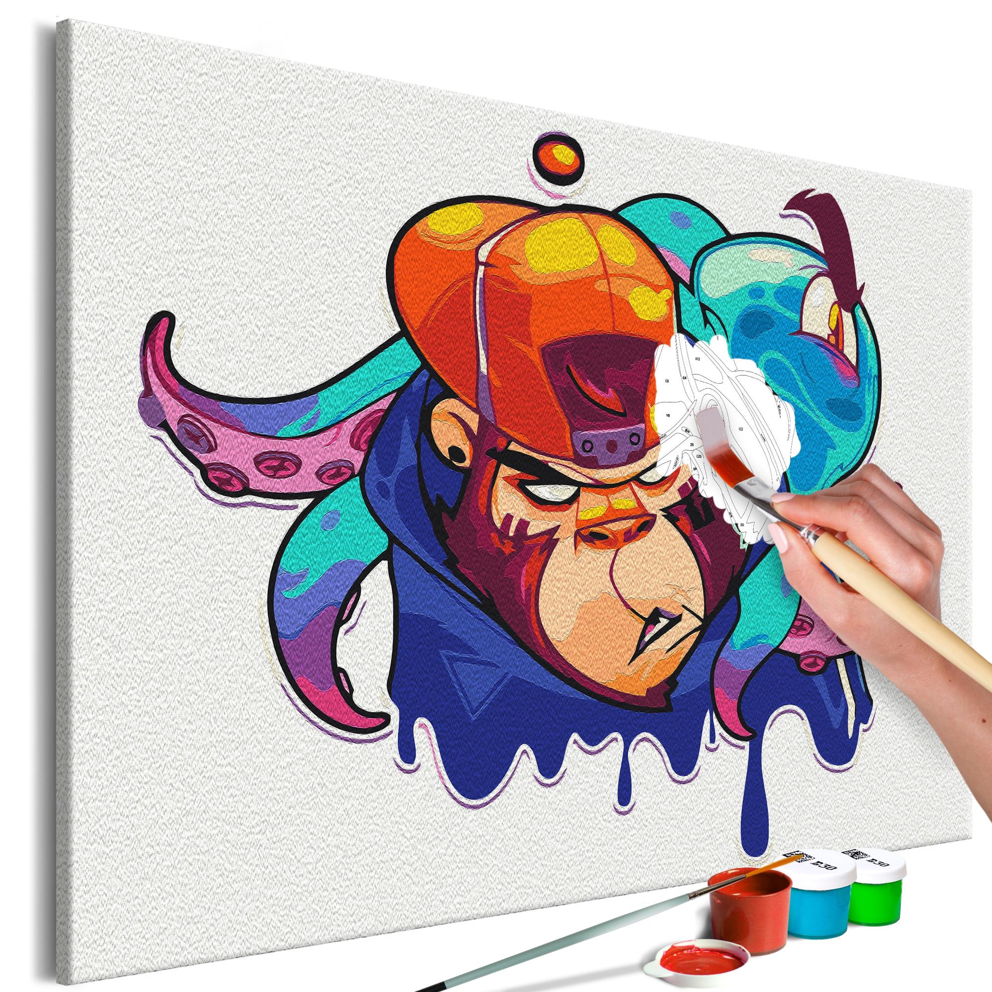 Tableau à peindre soi-même peinture par numéros motif Graffiti de singe ...