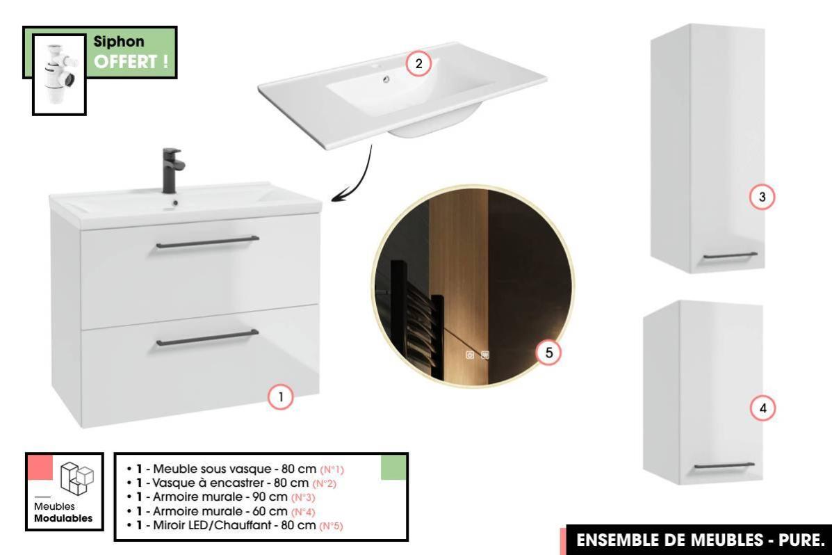 Set bagno completo - Mobili - Armadi - Specchio - Lavabo da incasso con ...