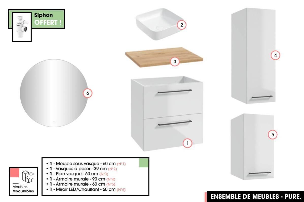 Set bagno completo - Mobili - Armadi - Specchio - Lavabo e Sifone ...